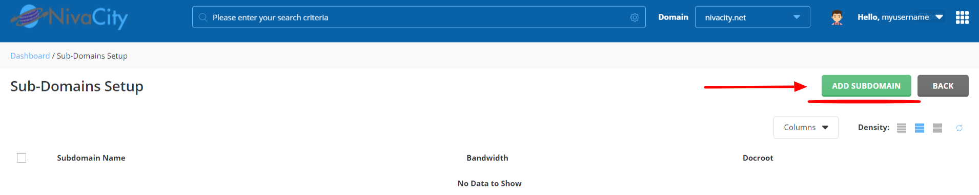 Adding Subdomains - NivaCity
