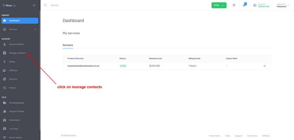 How to update domain customer details - NivaCity