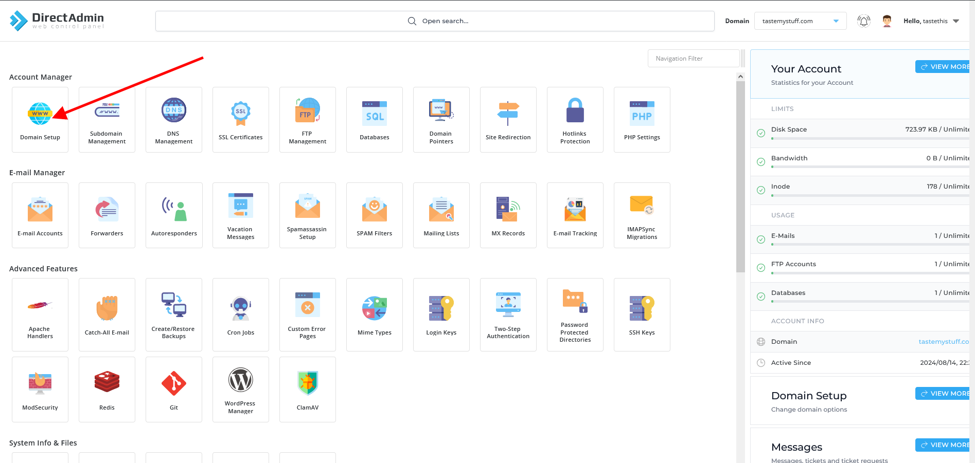 How to add an addon domain in Direct Admin - NivaCity